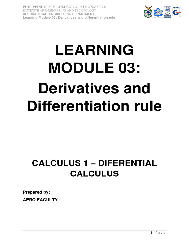 MATH 113 (Aero) - Differential Calculus - Midterm Module No. 3 | PDF