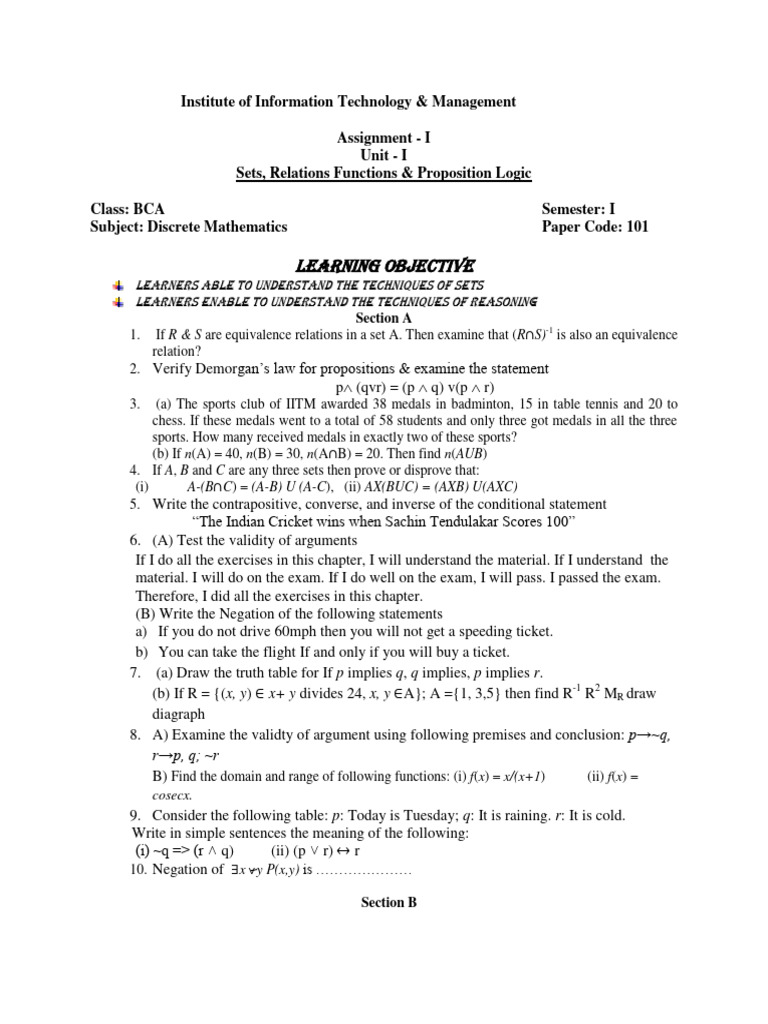 A-1 Bca 101 | PDF | Logical Expressions | Logic