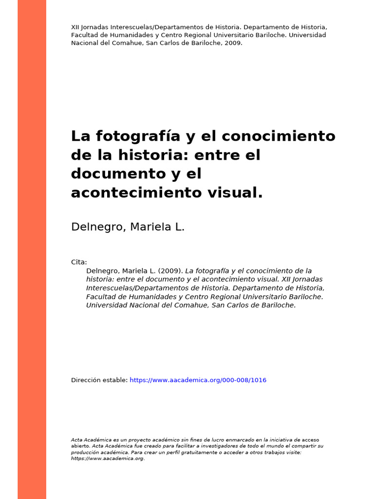 Delnegro, Mariela L. (2009) - La Fotografía y El Conocimiento de La ...