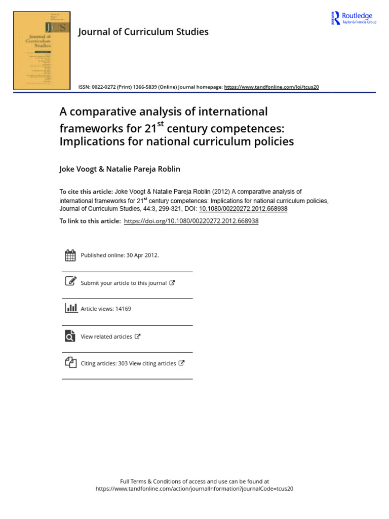 A Comparative Analysis of International Frameworks For 21 Century Competences: Implications For ...