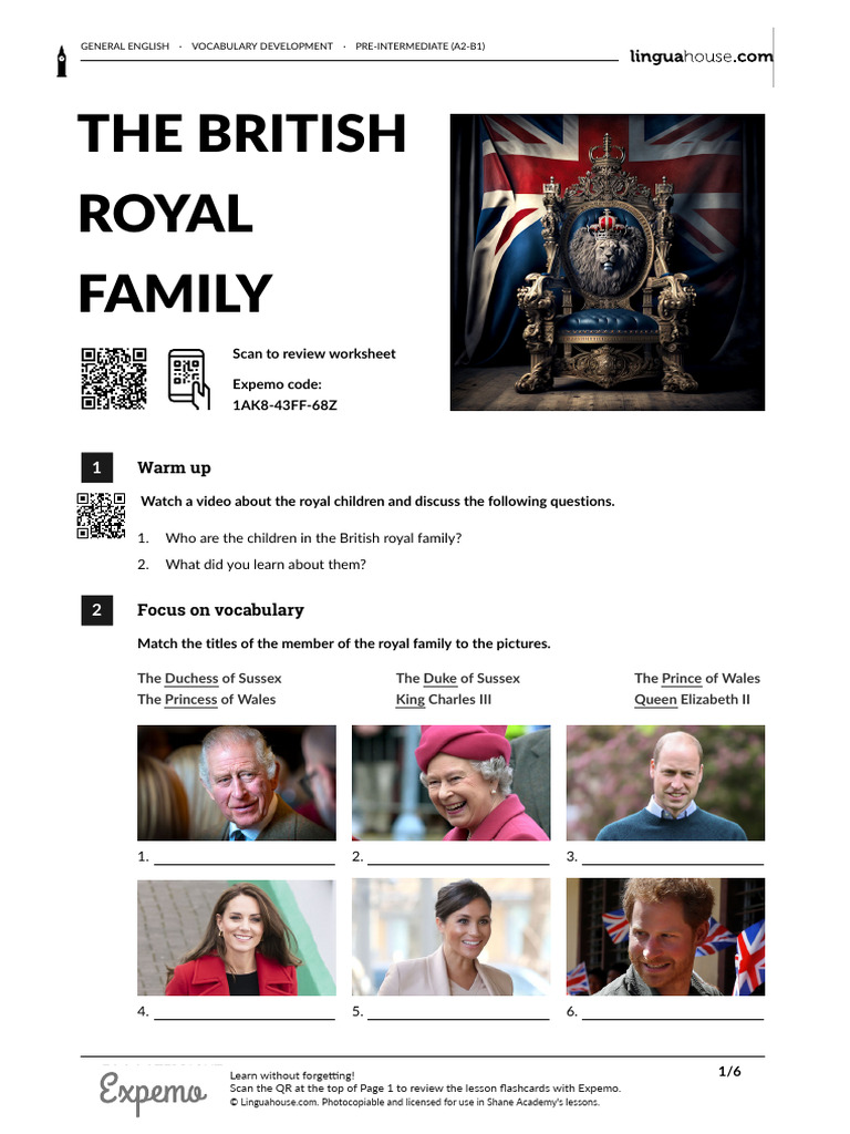 The British Royal Family British English Teacher | PDF | Elizabeth Ii ...