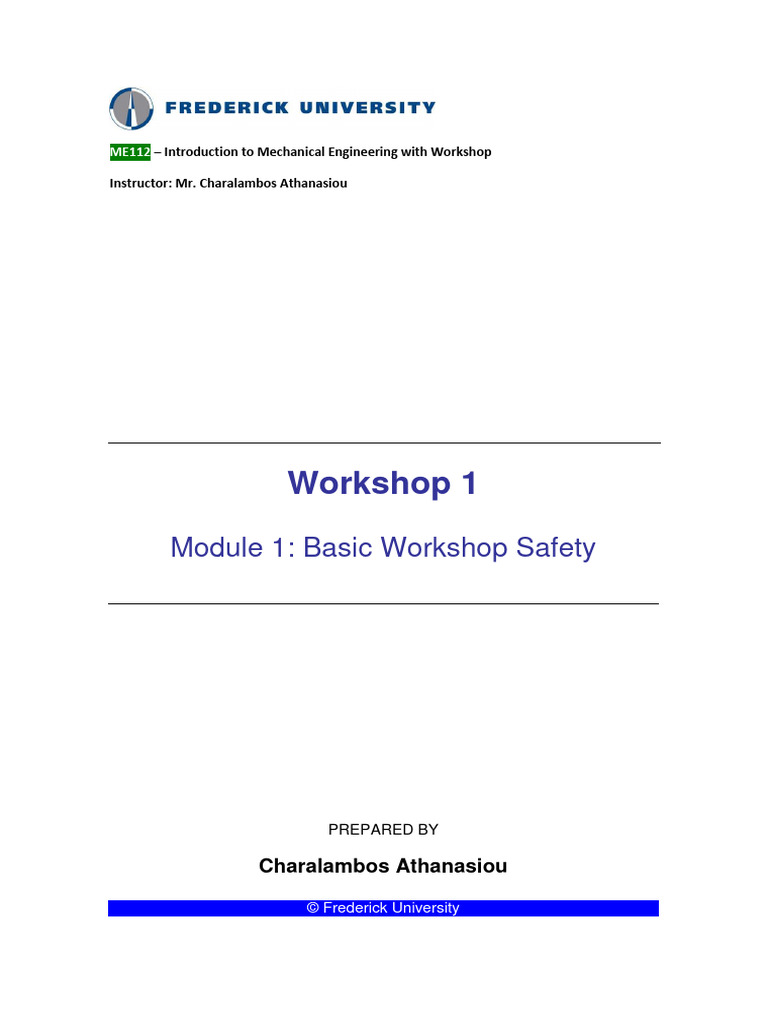 ME112 - Workshop - 1 - Basic Workshop Safety | PDF | Safety | Fires