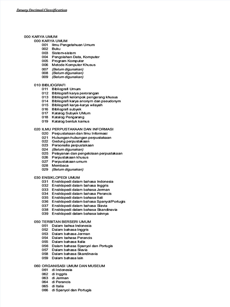 PDF Klasifikasi Buku Menurut DDC Compress | PDF