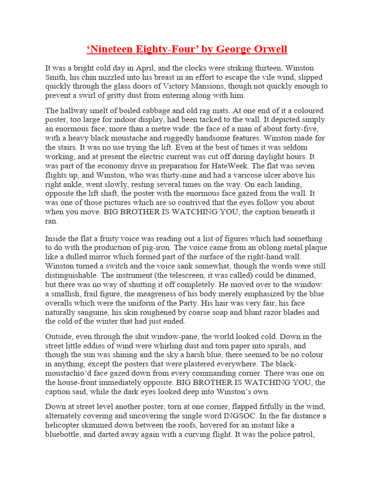 Nineteen Eighty Four Extract | PDF