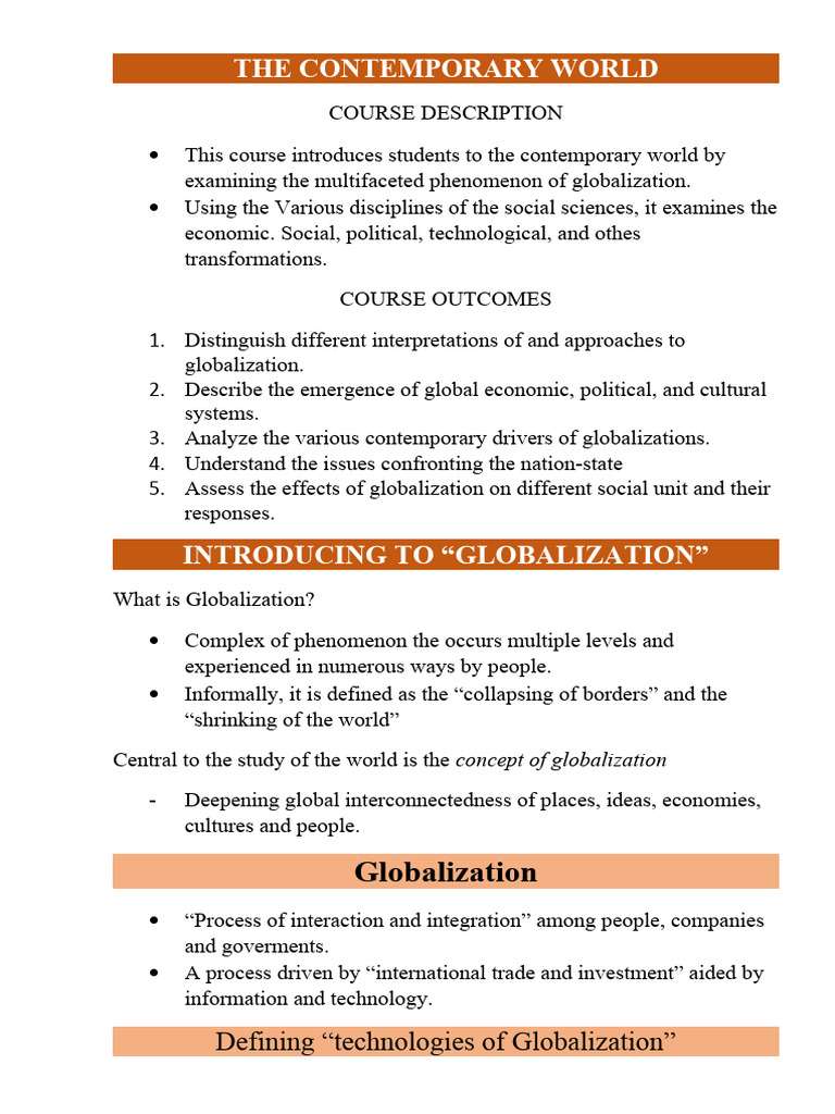 Contemporary World | PDF