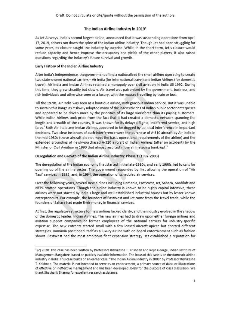 Indian Airline Industry in 2019 | PDF