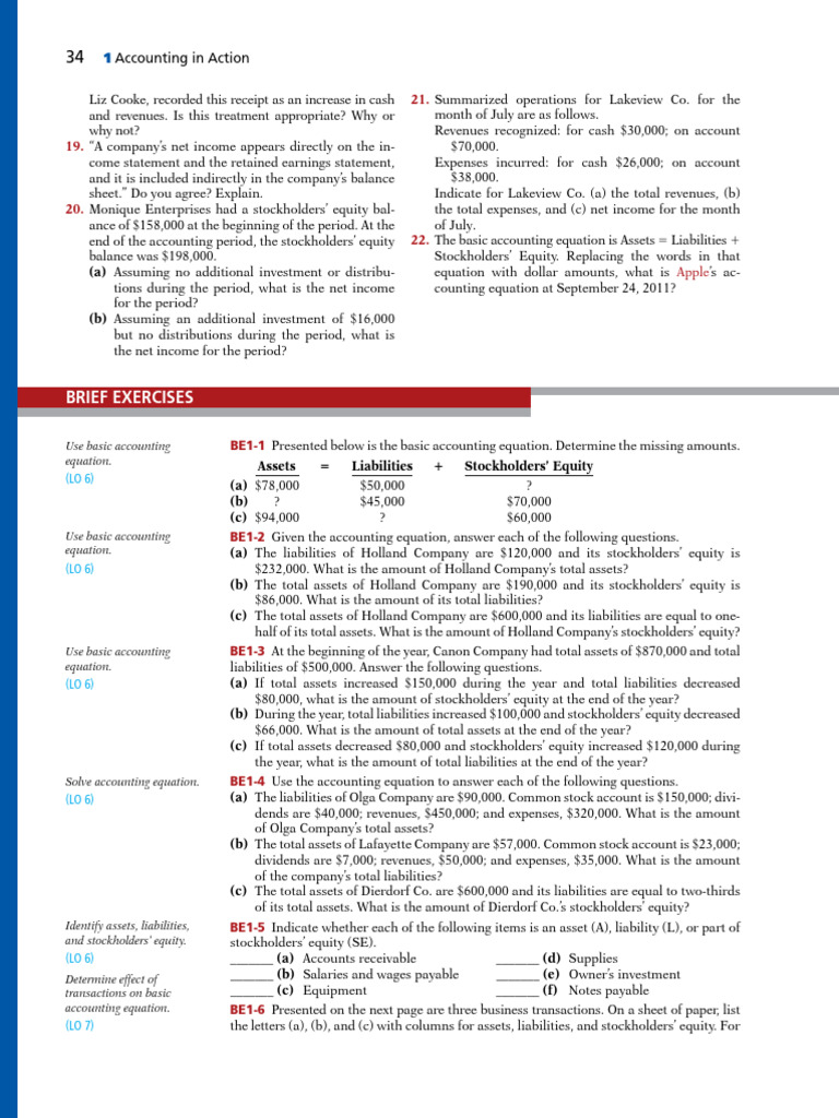 Chapter 1 Exercise | PDF | Equity (Finance) | Retained Earnings