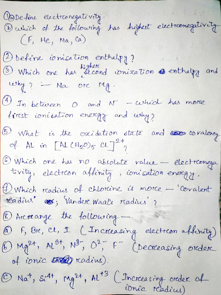 Periodic Table Question Paper 1 | PDF
