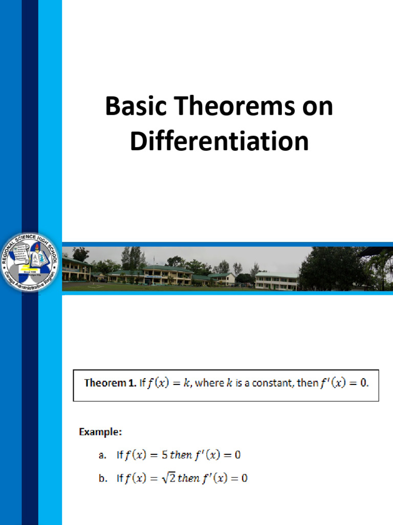 5 Basic Theorems On Differentiation | PDF | Function (Mathematics) | Derivative
