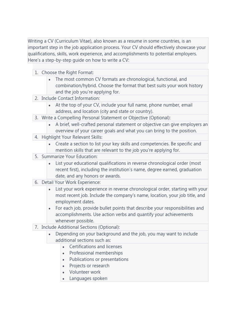 How To Write A CV | PDF