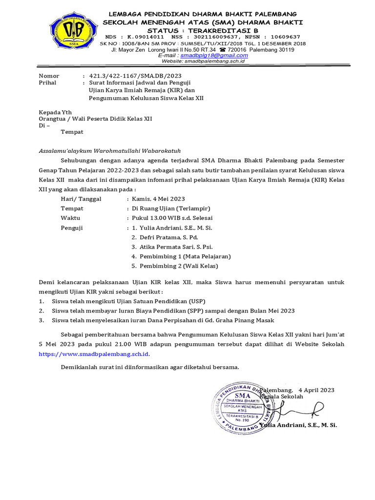 Surat Ujian Kir | PDF