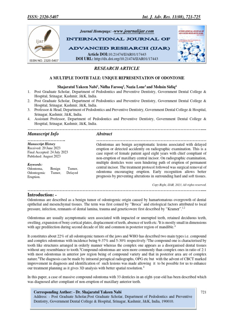 A Multiple Tooth Tale: A Unique Case Report of 33 Odontomes | Download ...