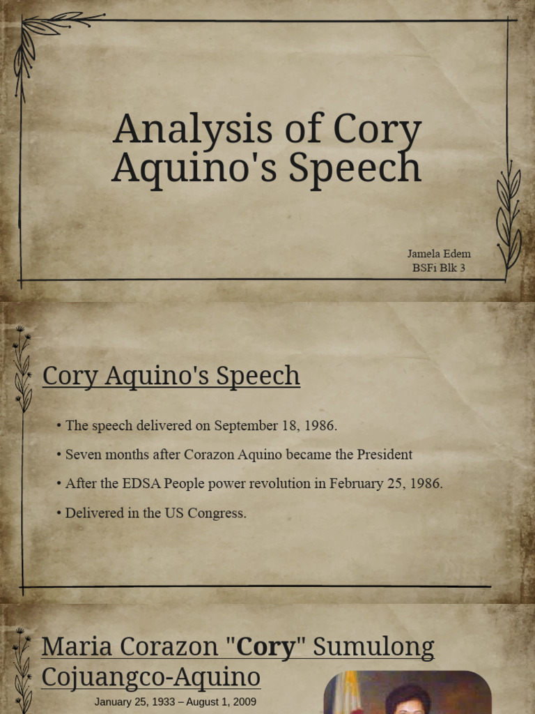 Analysis of Cory Aquino's Speech | PDF