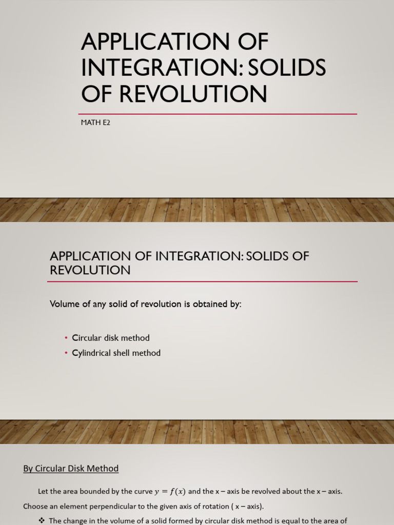 Volume of Solids by Circular Disk Method | PDF Volume of Solids by Circular Disk Method | PDF