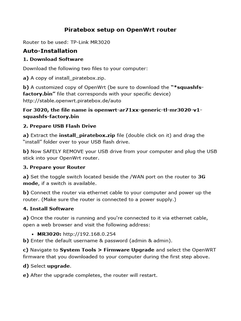 Roy OpenWrt Setup PirateBox | PDF | Home & Garden