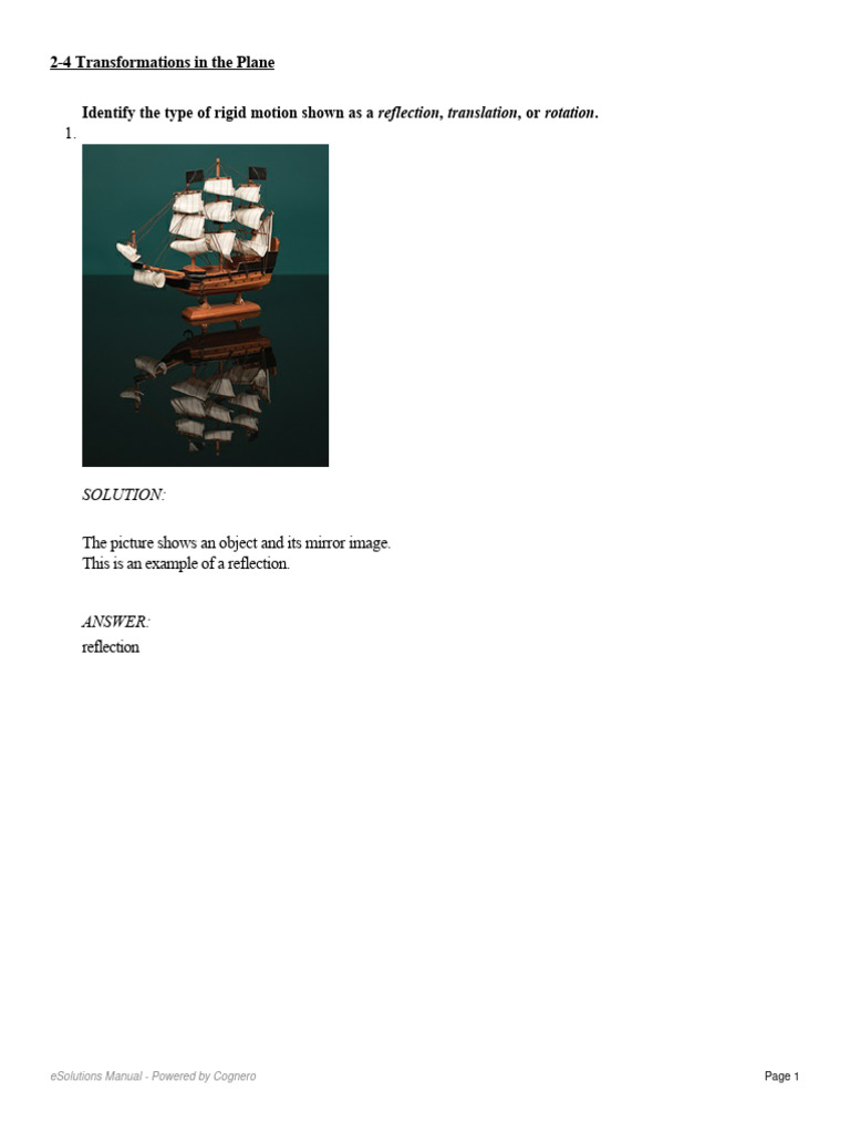 2 4 Transformations In The Plane Pdf Cartesian Coordinate System