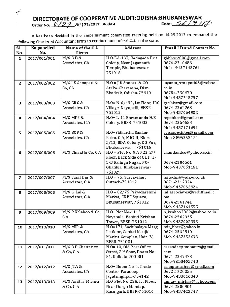 PACS Audit CA Firms in Odisha | PDF