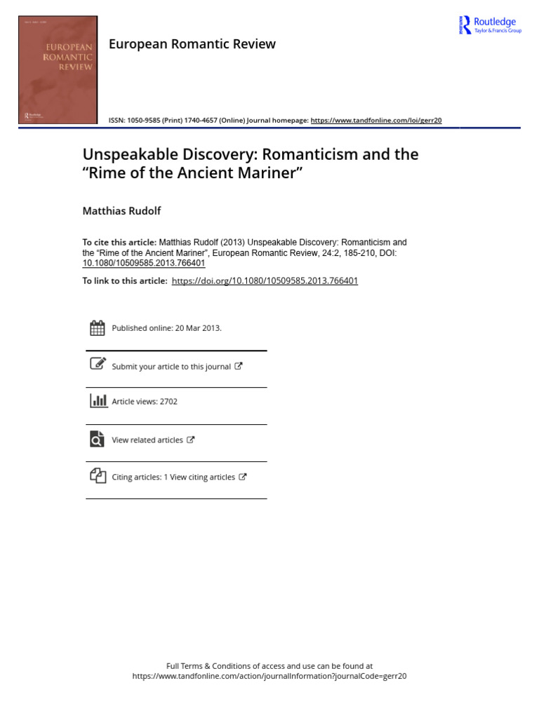 Romanticism and The Rime of The Ancient Mariner | PDF | Immanuel Kant ...