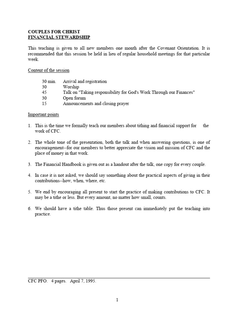 CFC Financial Stewardship | PDF
