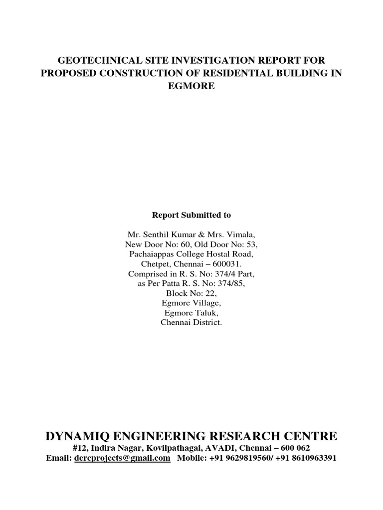 R860 Egmore Soil Test Report | PDF