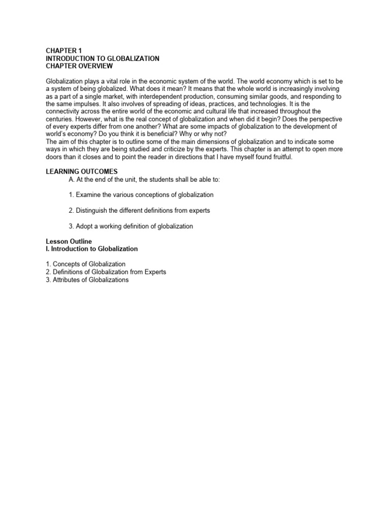 Gec 8 Chapter 1 | PDF | Globalization | Economies