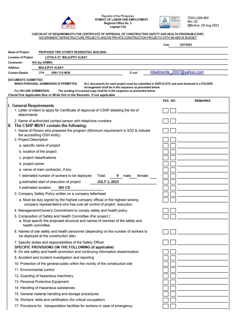 Checklist Rev 7 2021 1 222 Pdf