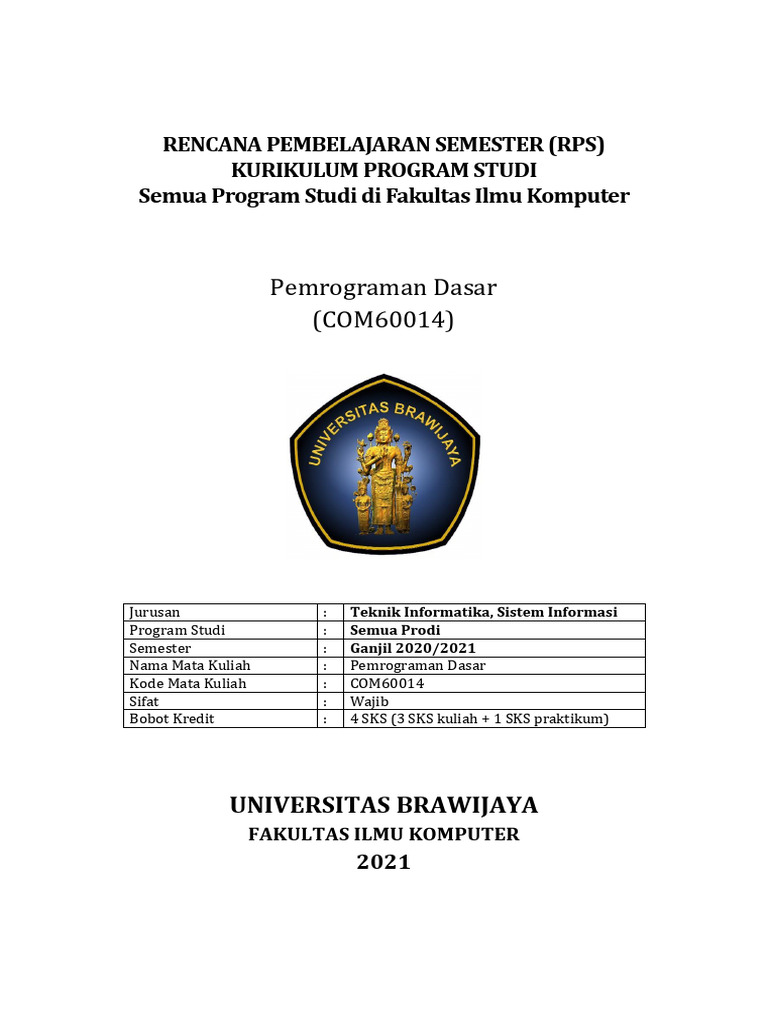 RPS Pemrograman Dasar | PDF