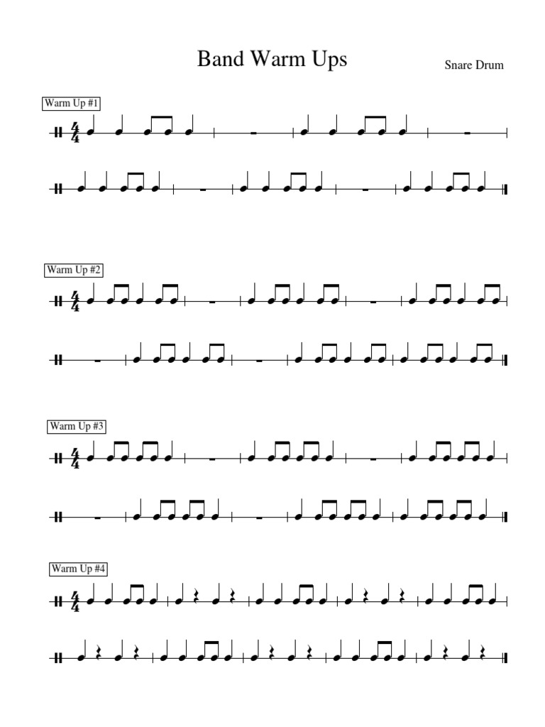 Band Warm Ups - Snare Drum | PDF