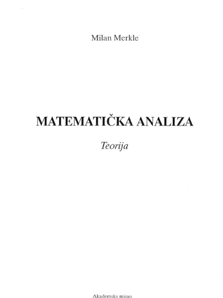 Milan Merkle - Matematicka Analiza Teorija | PDF