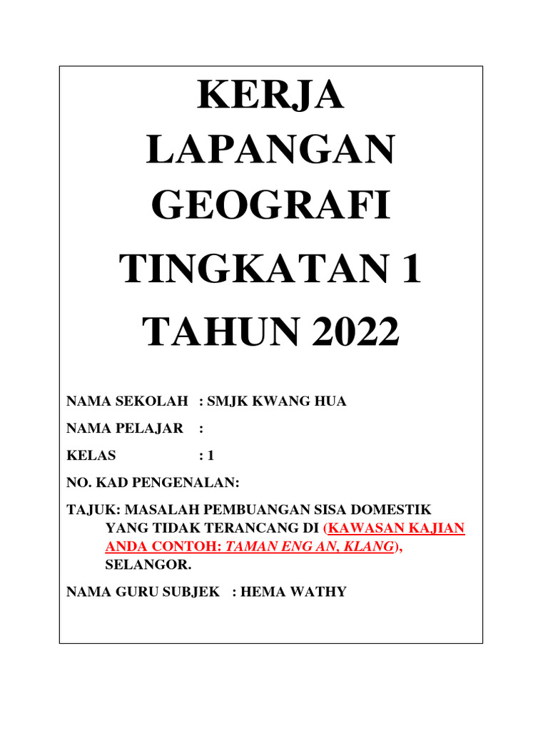 Kerja Kursus Geo Sisa Domestik T1 2022 - Students | PDF