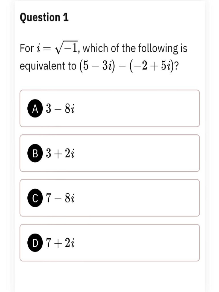 Complex Numbers Practice Tests SAT | PDF