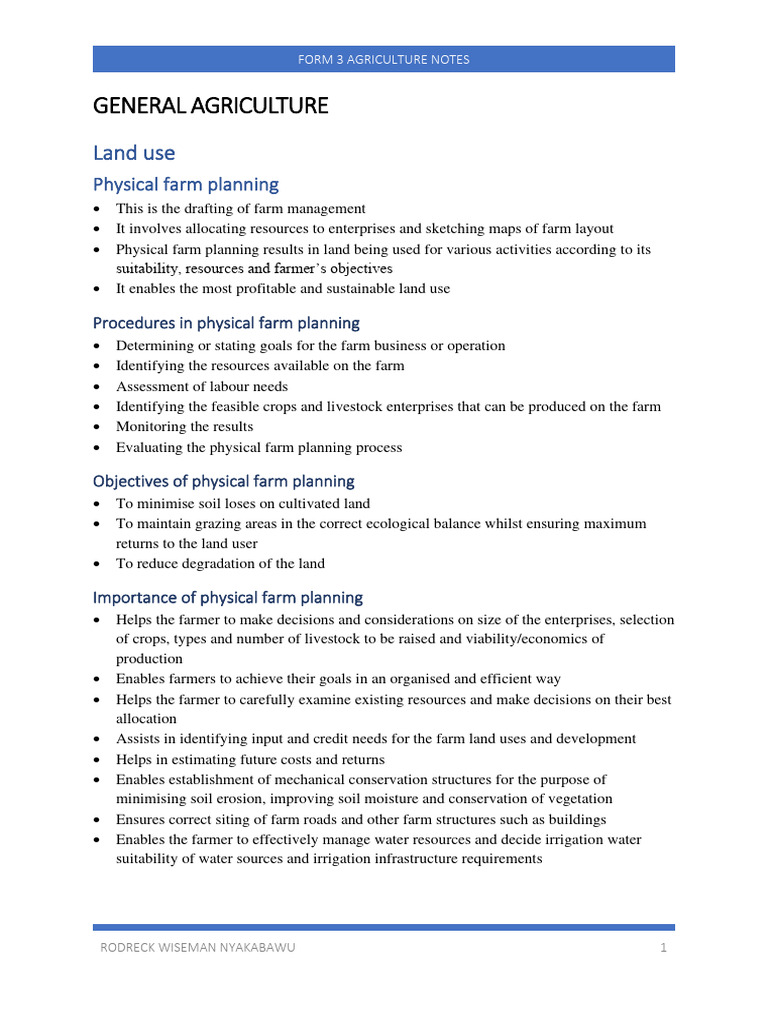 Form 3 Agriculture Notes | PDF | Technology & Engineering