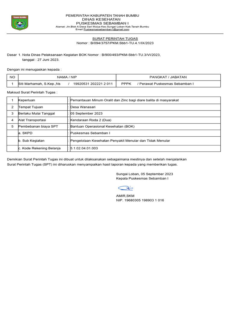 Contoh SPT 1 0rang | PDF