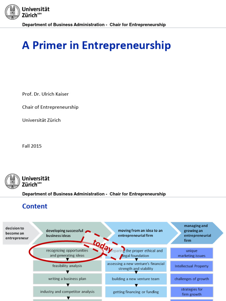 A Primer in Entrepreneurship | PDF