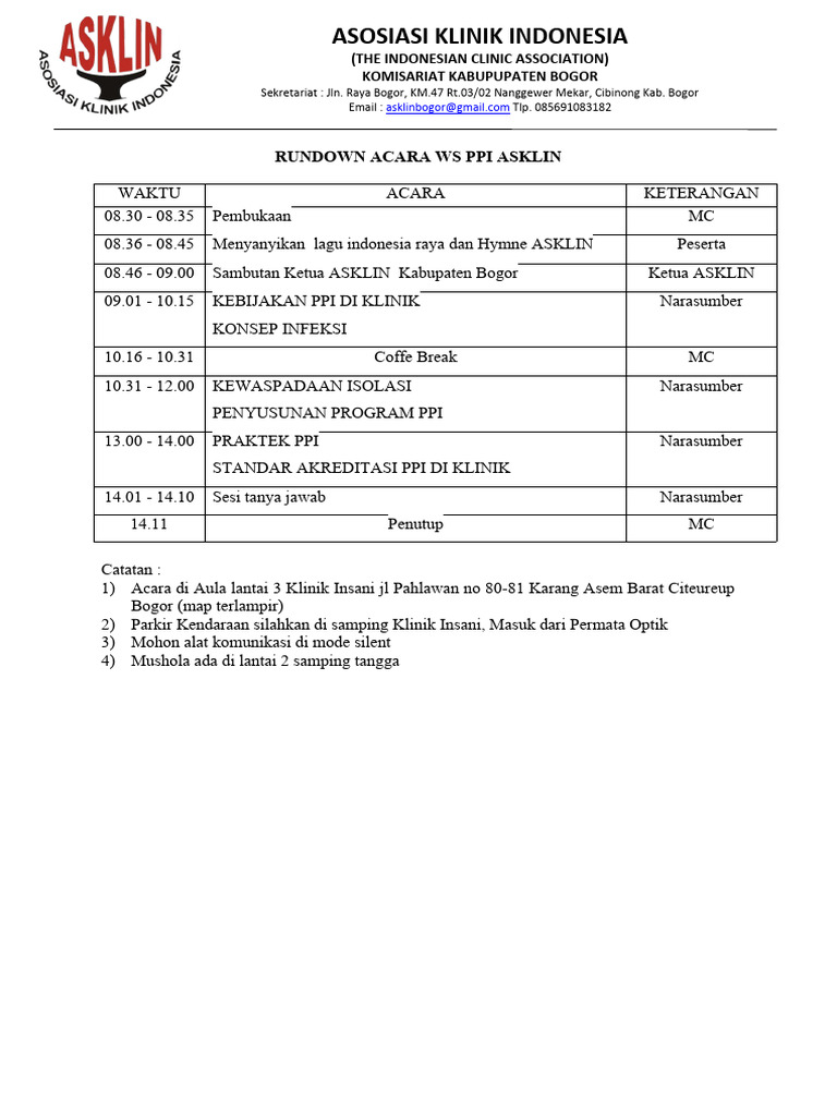 Rundown Acara Asklin Ppi Ok | PDF | Sains & Matematika