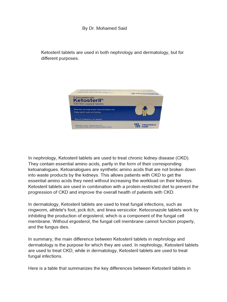 Ketosteril Tablet | PDF | Chronic Kidney Disease | Epidemiology