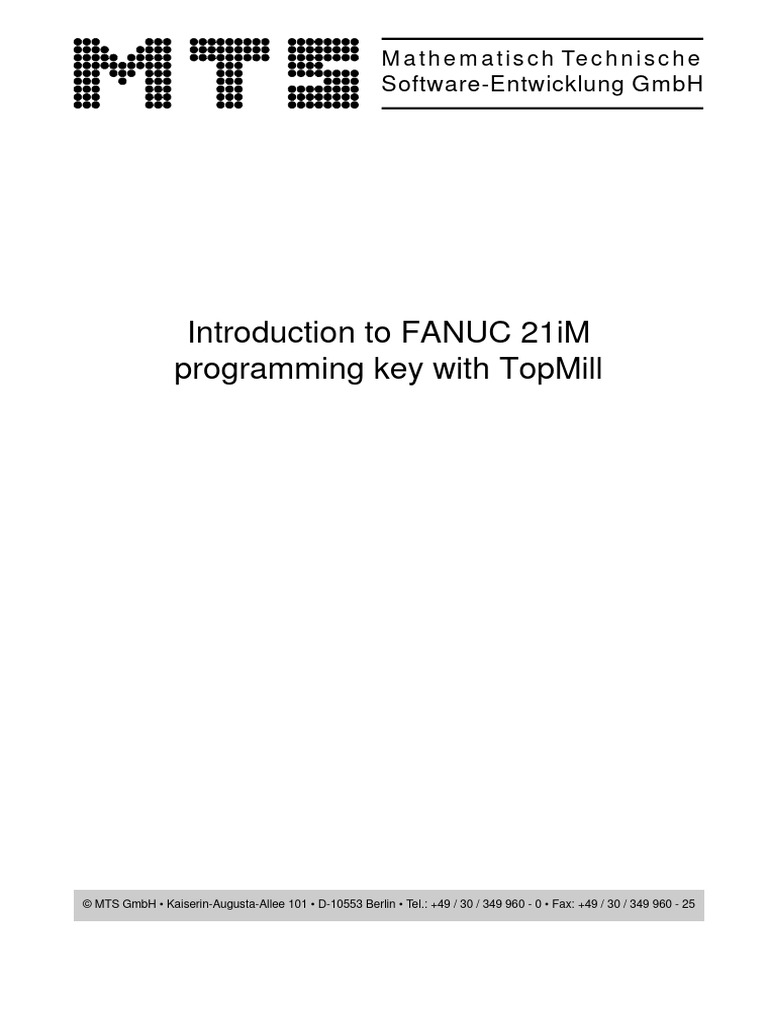 Introduction To Fanuc 21im Programming Key With Topmill | PDF