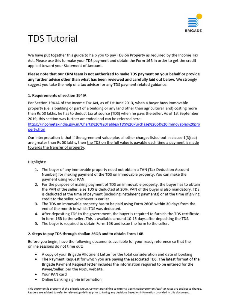 TDS Tutorial - 2020 June | PDF | Finance & Money Management | Law