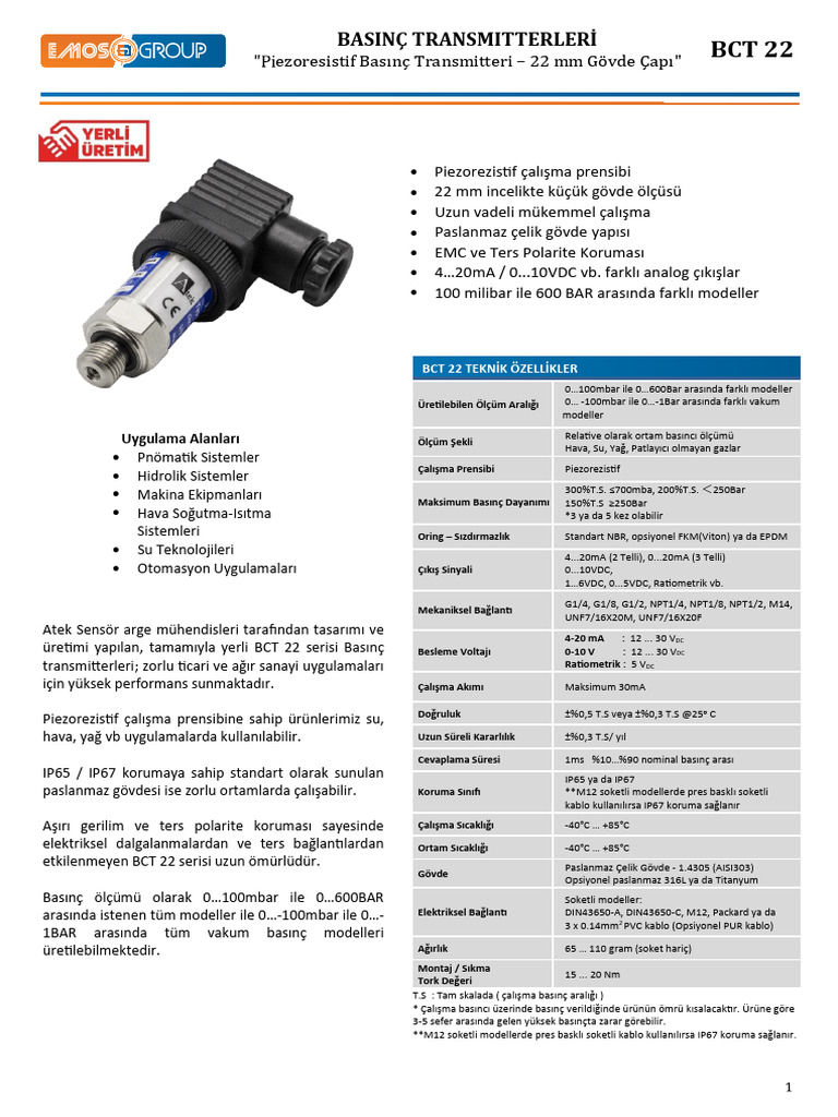 BCT 22 Basinc Transmitteri 1537 | PDF