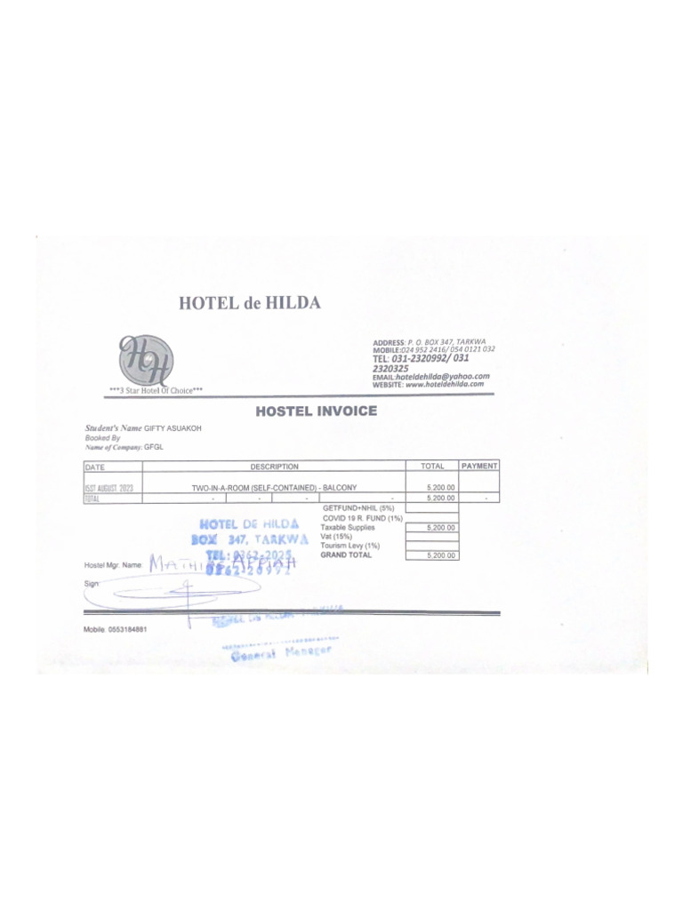 Hostel Invoice | PDF