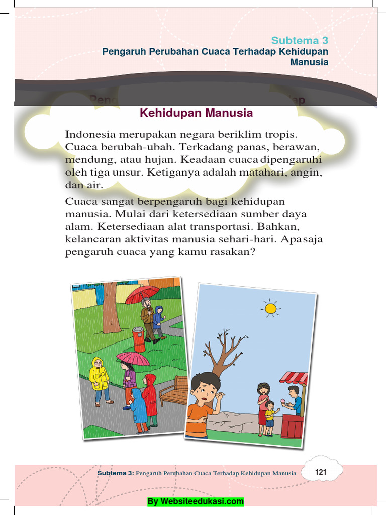 Materi Kelas 3 Tema 5 Subtema 3 Pengaruh Perubahan Cuaca Terhadap Kehidupan Manusia | PDF