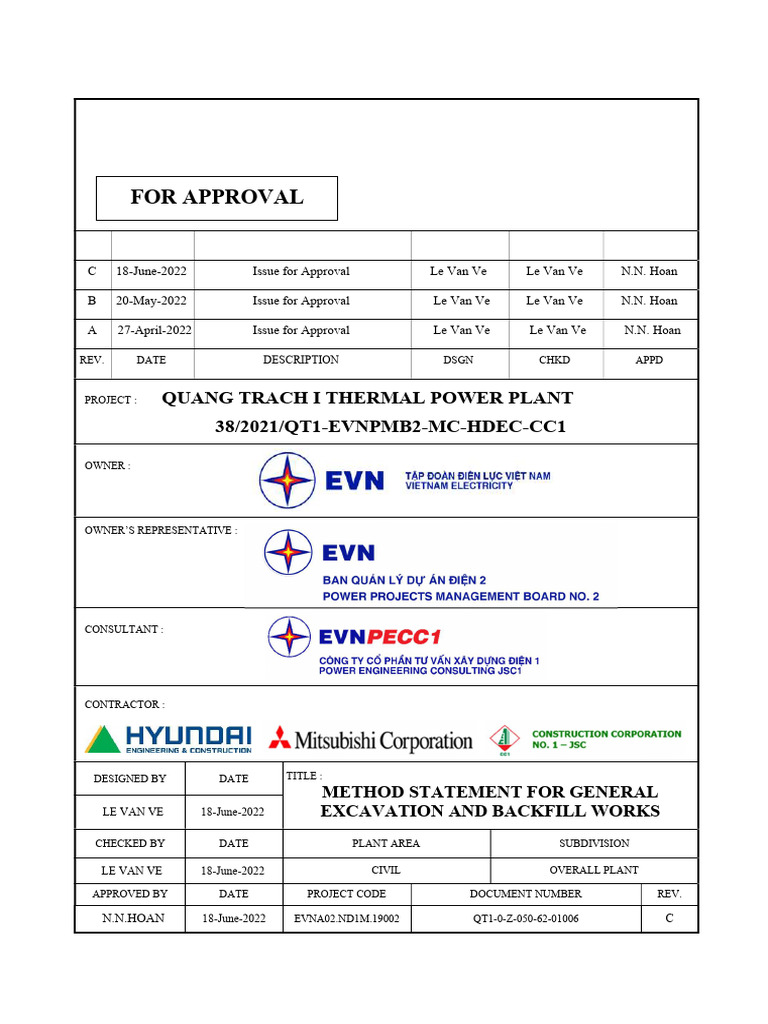 Att #1 - QT1-0-Z-050-62-01006 - Method Statement For General Excavation and Backfill Works (IFA ...