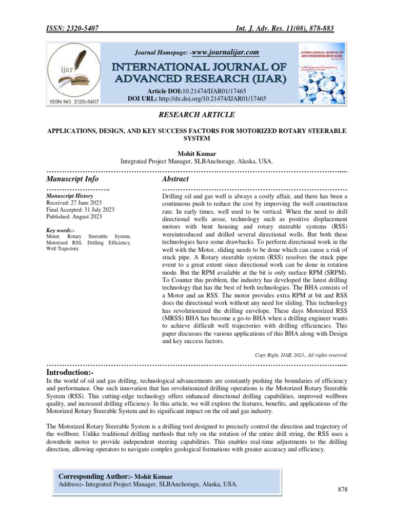 APPLICATIONS, DESIGN, AND KEY SUCCESS FACTORS FOR MOTORIZED ROTARY ...