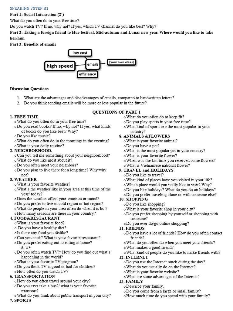 Speaking Vstep Part 40 Bo | PDF