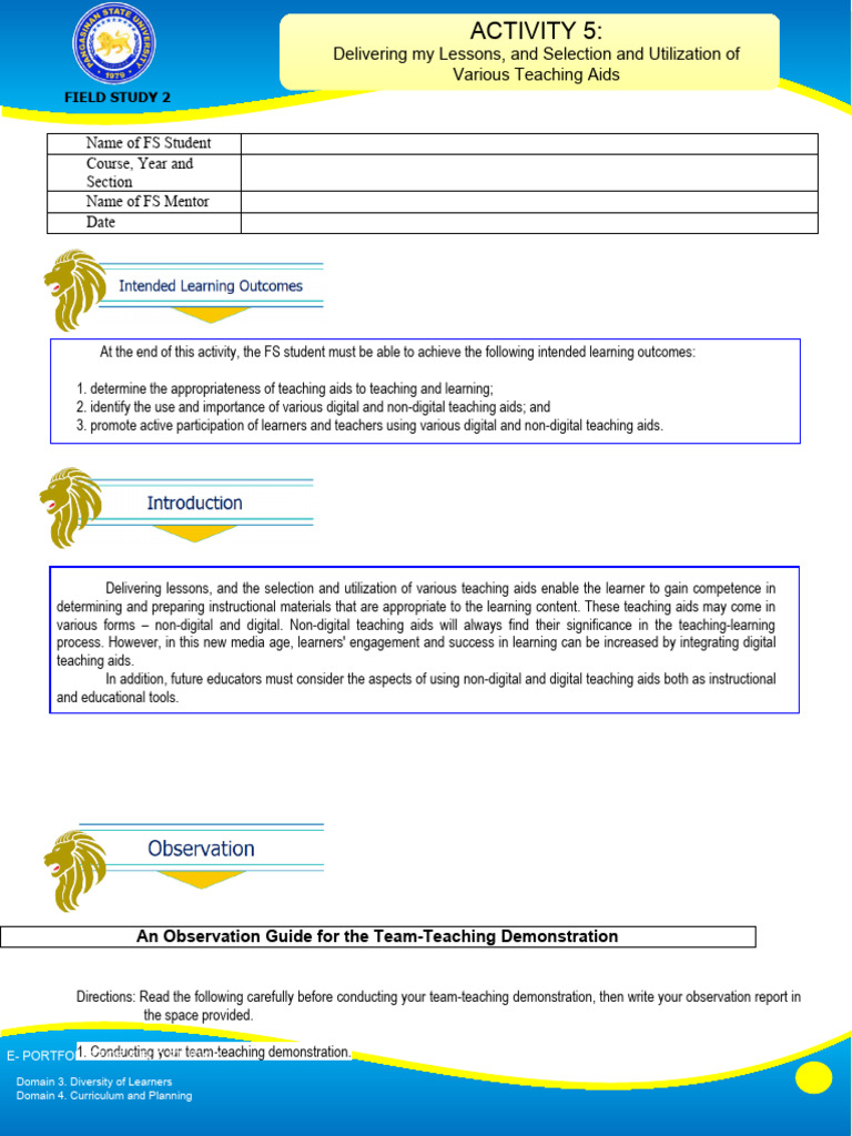 FS 2 Activity 5 | PDF | Teachers | Learning