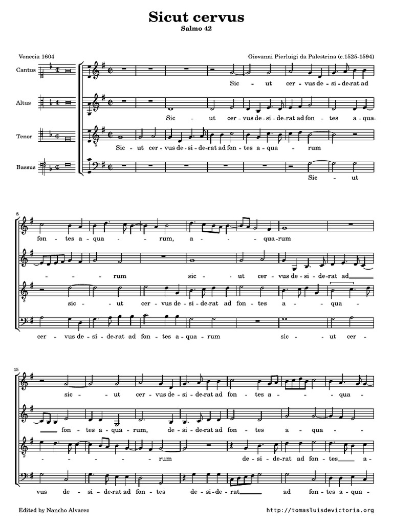 Sicut Cervus (Palestrina) | PDF