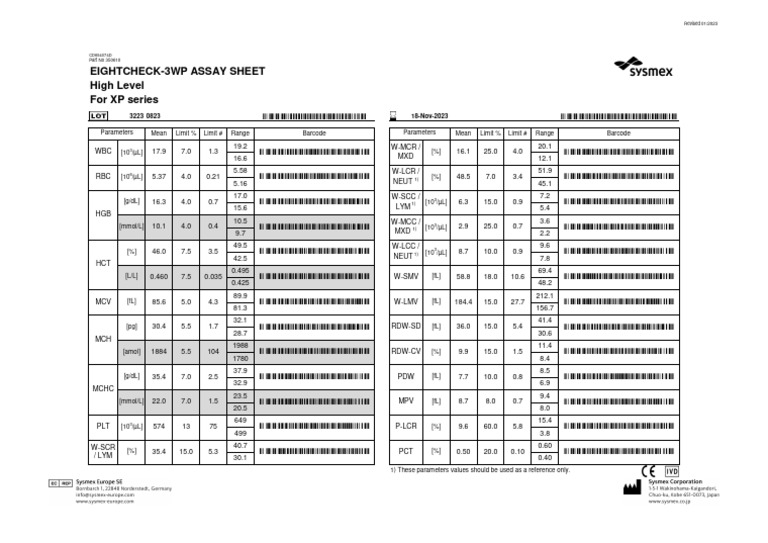 EIGHTCHECK-3WP Barcode Sheet XP 3223H ExpDate 18-Nov-2023 | PDF