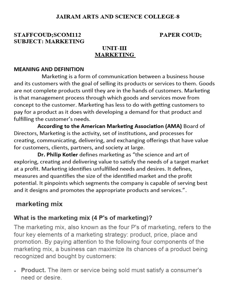 Marketing Mix | PDF