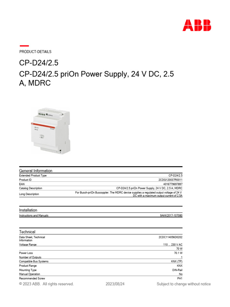 2CDG120037R0011 CP d24 2 5 | PDF