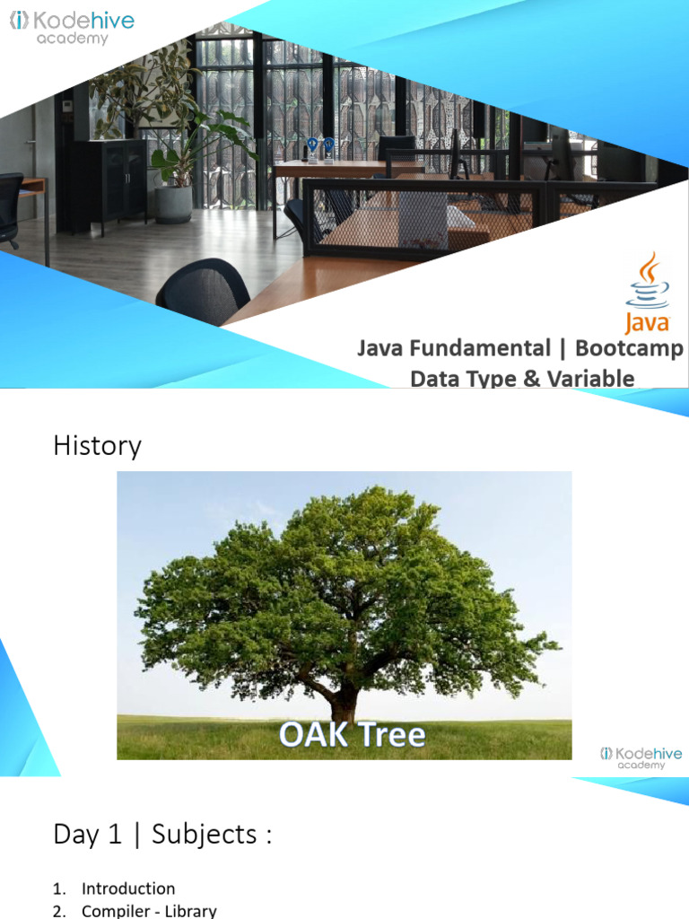 Kodehive - Bootcamp - Java - Fundamental - Data Type Variable | PDF